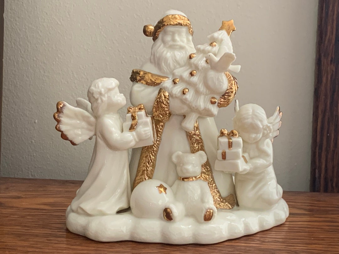 Vintage Lefton Porcelain Santa Musical Figurine Plays Here Comes Santa ...