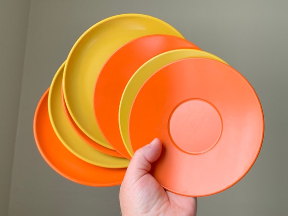 Vintage Melamine Plates and Saucers Fall Colors Plastic - Etsy