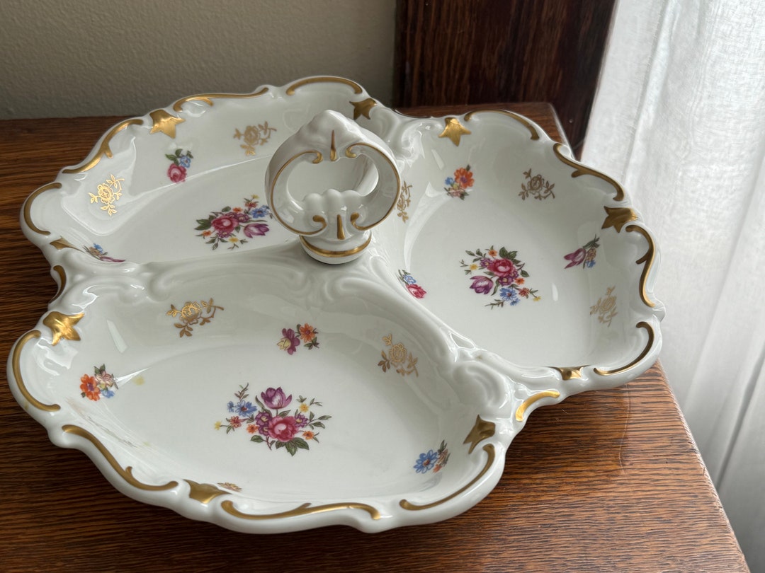 Vintage Reichenbach Germany Porcelain Divided Dish | Floral Pattern ...