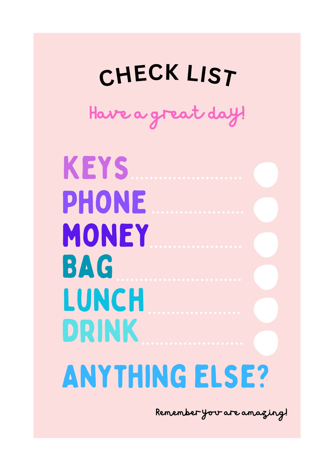Check List, Digital Checklist, Downloadable Checklist, Printable Check ...