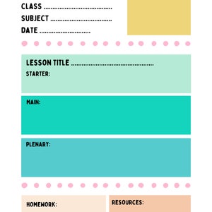 Downloadable Lesson Plan, Teaching Lesson Plan, Colourful Lesson Plan ...
