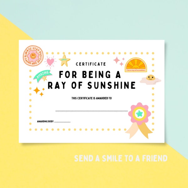 Sunshine Certificate - Etsy