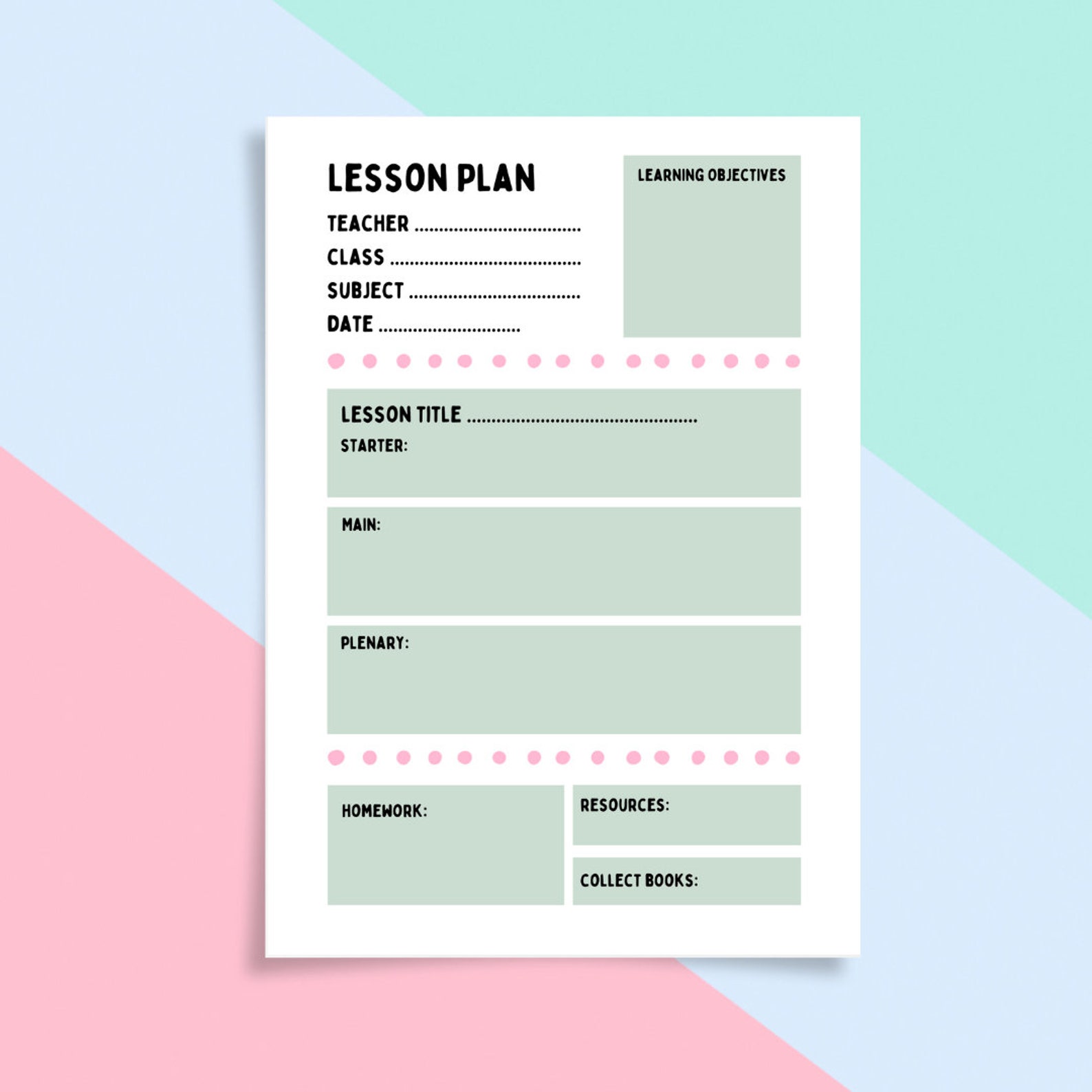 Downloadable Lesson Plan, Colourful Teaching Lesson Plan, Template ...