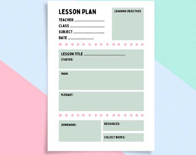 Downloadable Lesson Plan, Colourful Teaching Lesson Plan, Template ...