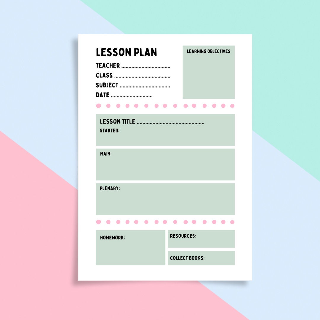 Downloadable Lesson Plan, Colourful Teaching Lesson Plan, Template ...