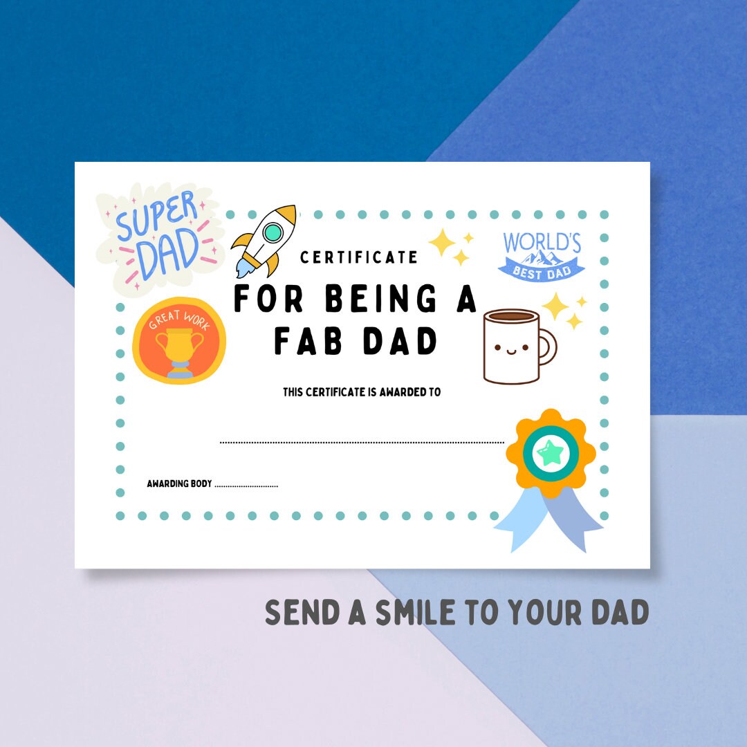 Fab Dad Certificate, Fab Dad, Best Dad Certificate, Great Dad Award ...