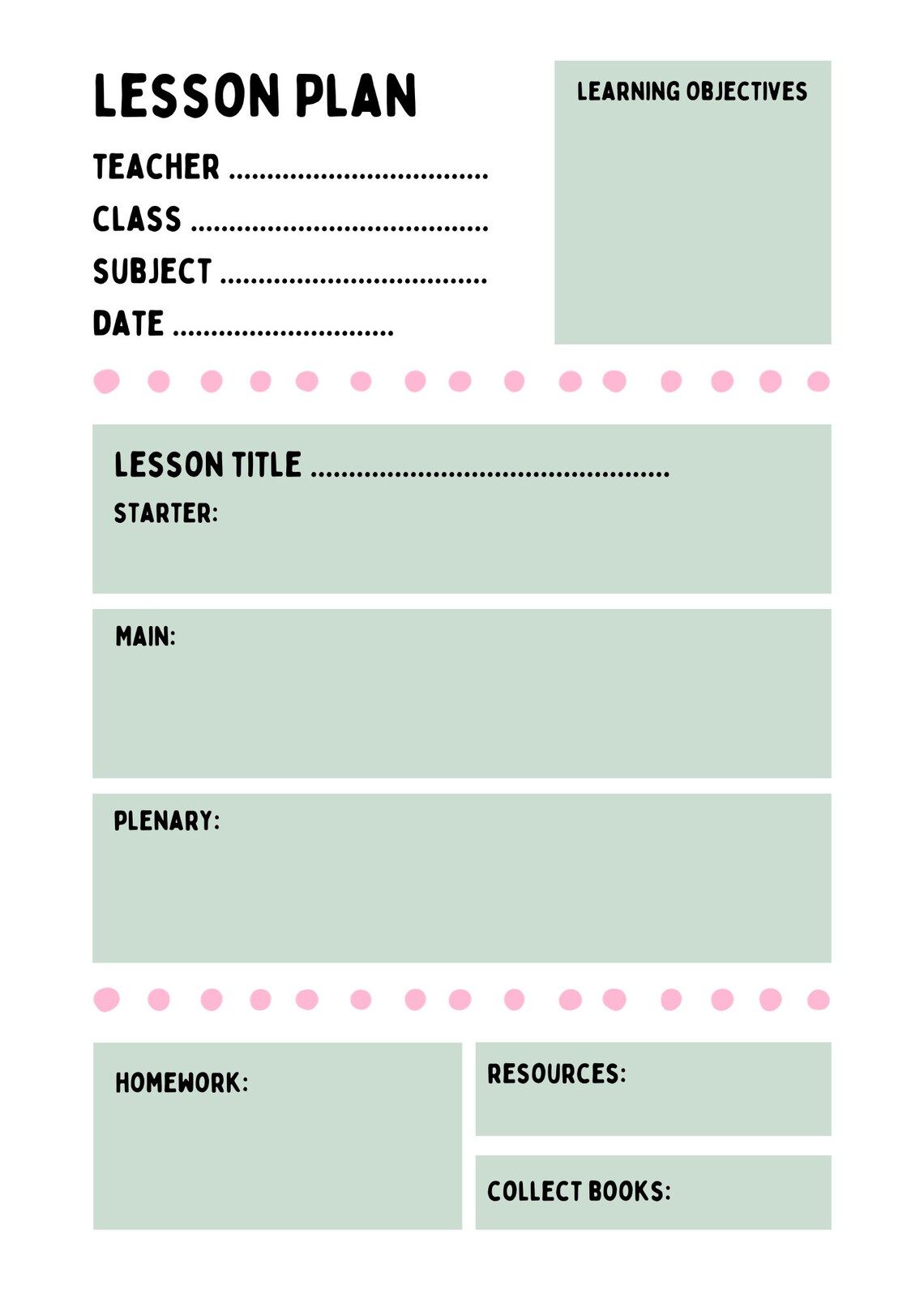 Downloadable Lesson Plan, Colourful Teaching Lesson Plan, Template ...
