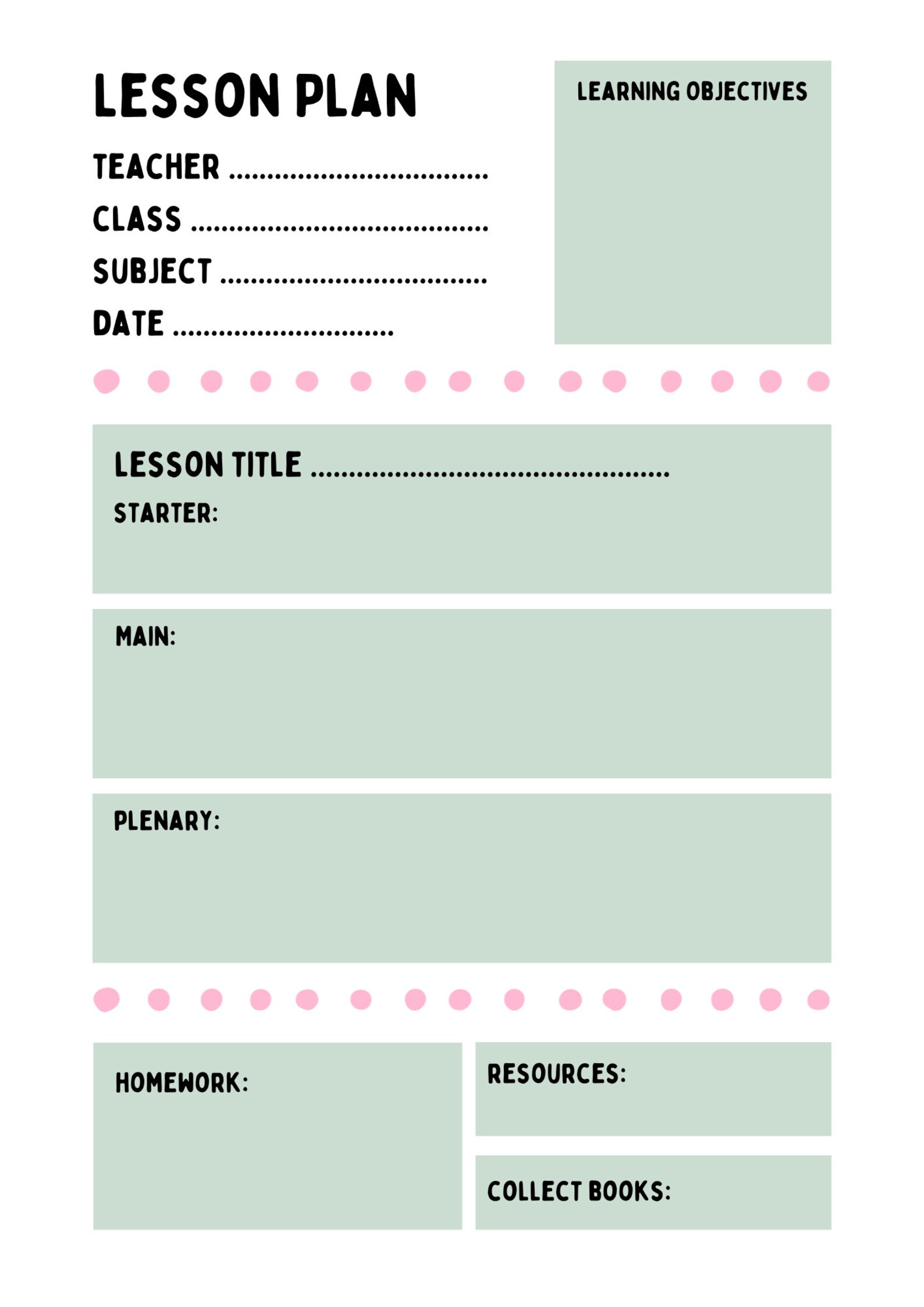 Downloadable Lesson Plan, Colourful Teaching Lesson Plan, Template ...