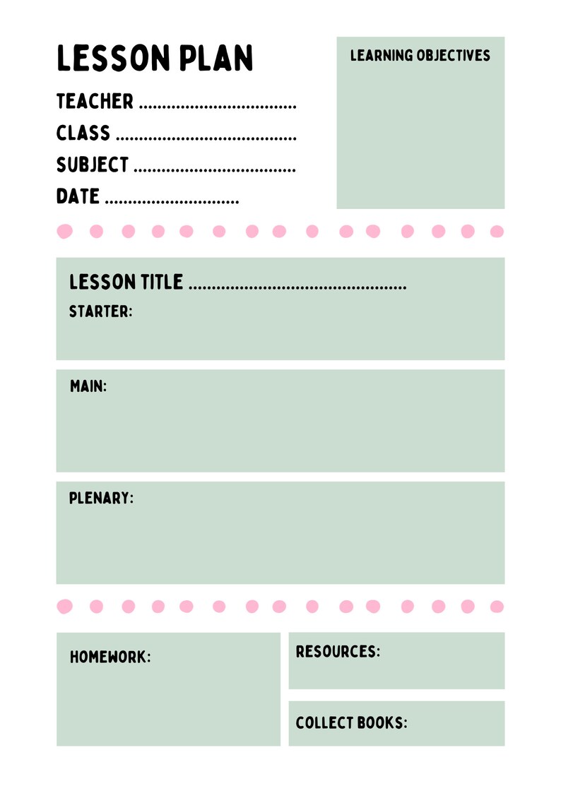 Downloadable Lesson Plan, Colourful Teaching Lesson Plan, Template ...