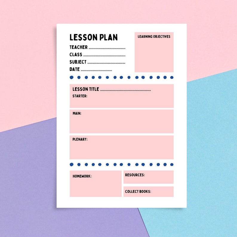 Downloadable Lesson Plan, Teaching Lesson Plan, Colourful Lesson Plan ...