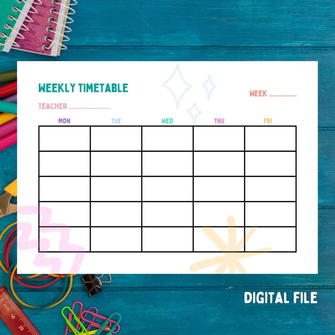 Weekly Timetable, Timetable Plan, Weekly Teacher Plan, Teaching Planner ...