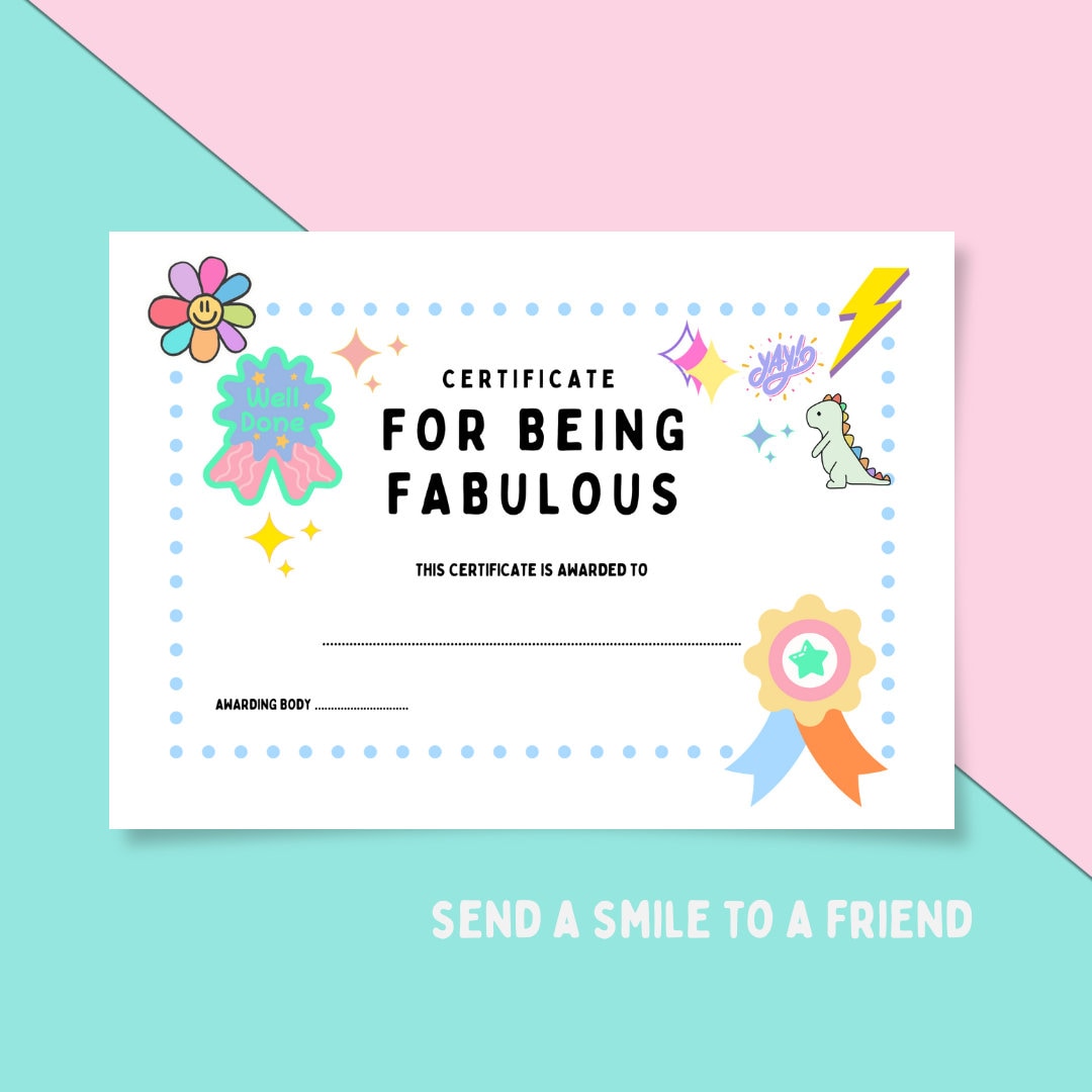 Fun Certificate, for Being Fabulous Certificate, Certificate Template ...