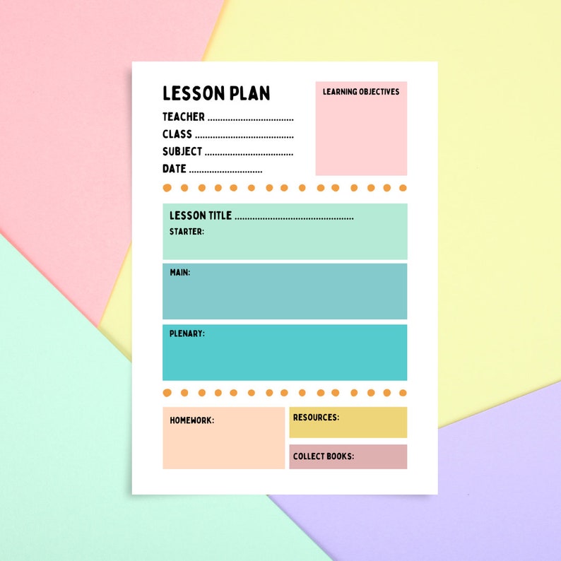 Downloadable Lesson Plan, Teaching Lesson Plan, Colourful Lesson Plan ...