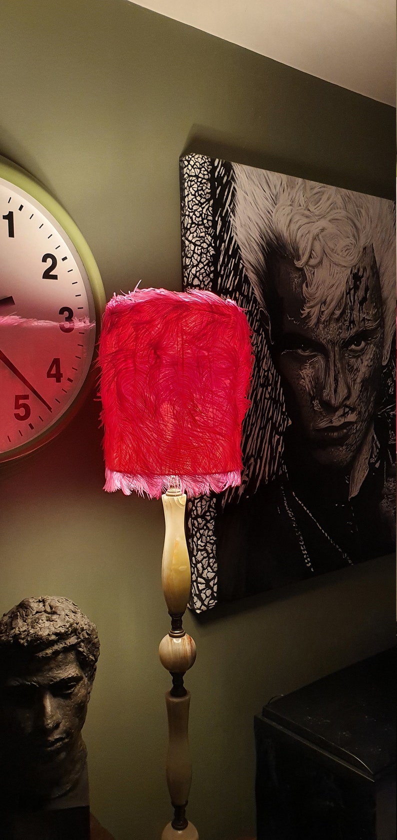 Ostrich Feather PINK or BLUE or WHITE Lamp Shade Lampshade - Etsy UK