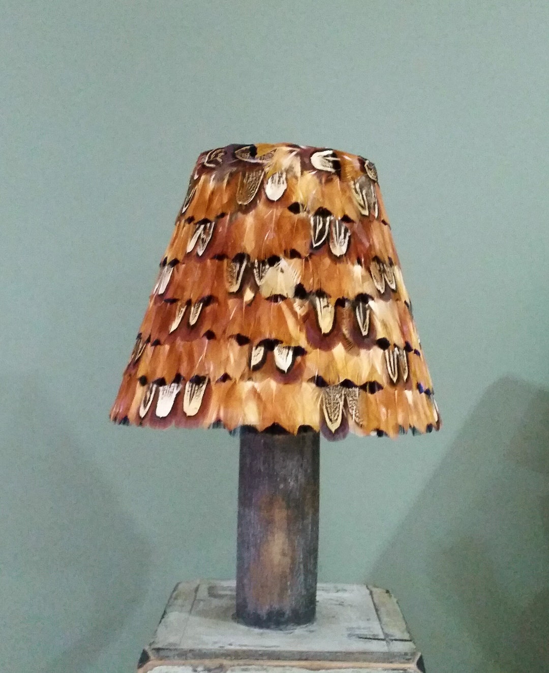 Pheasant Feather 'coolie' Lamp Shade RUST Colours. STUNNING! Hand Made ...
