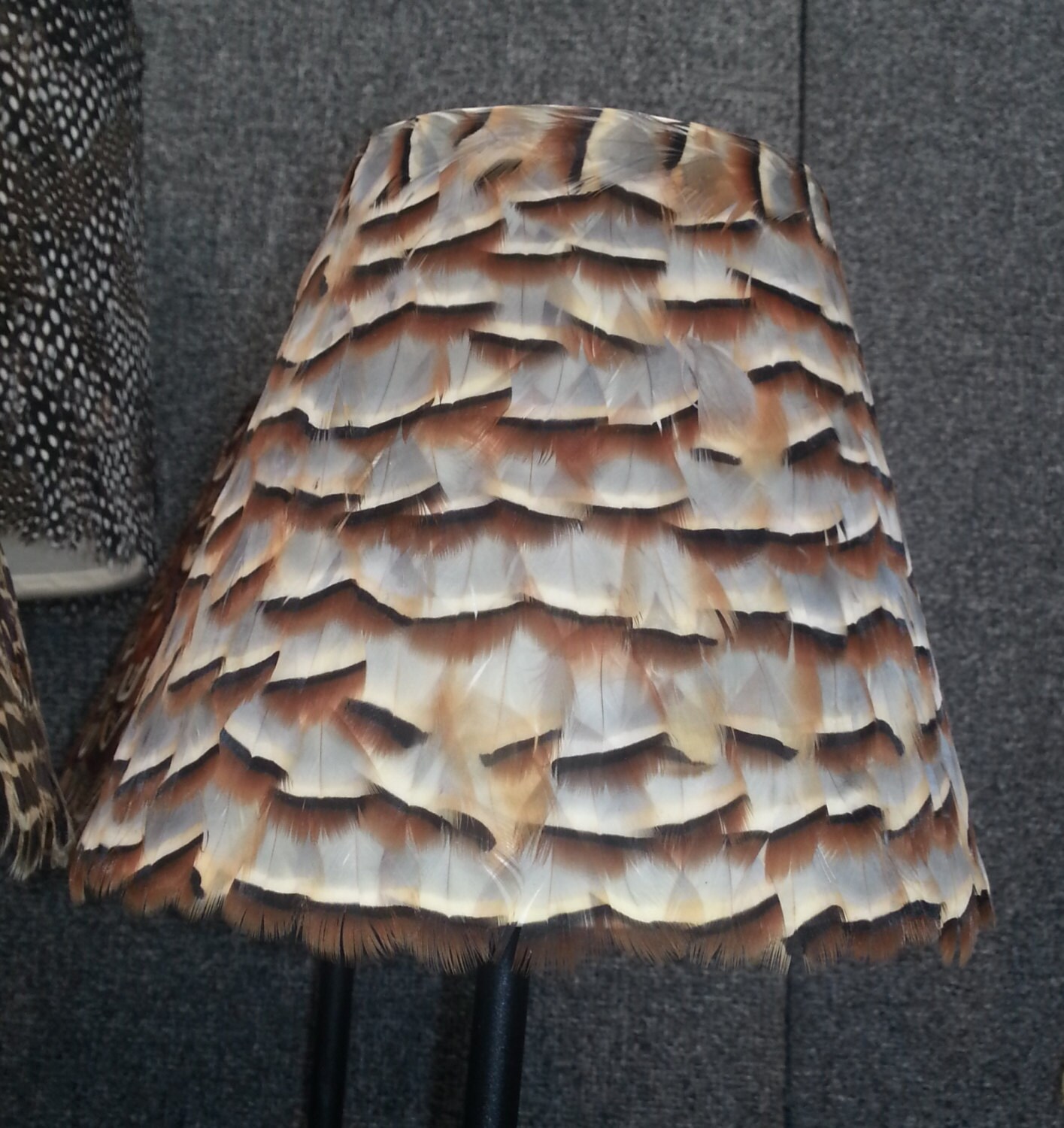 French Partridge Feather 'coolie' Lampshade Light Shade. STUNNING Real ...