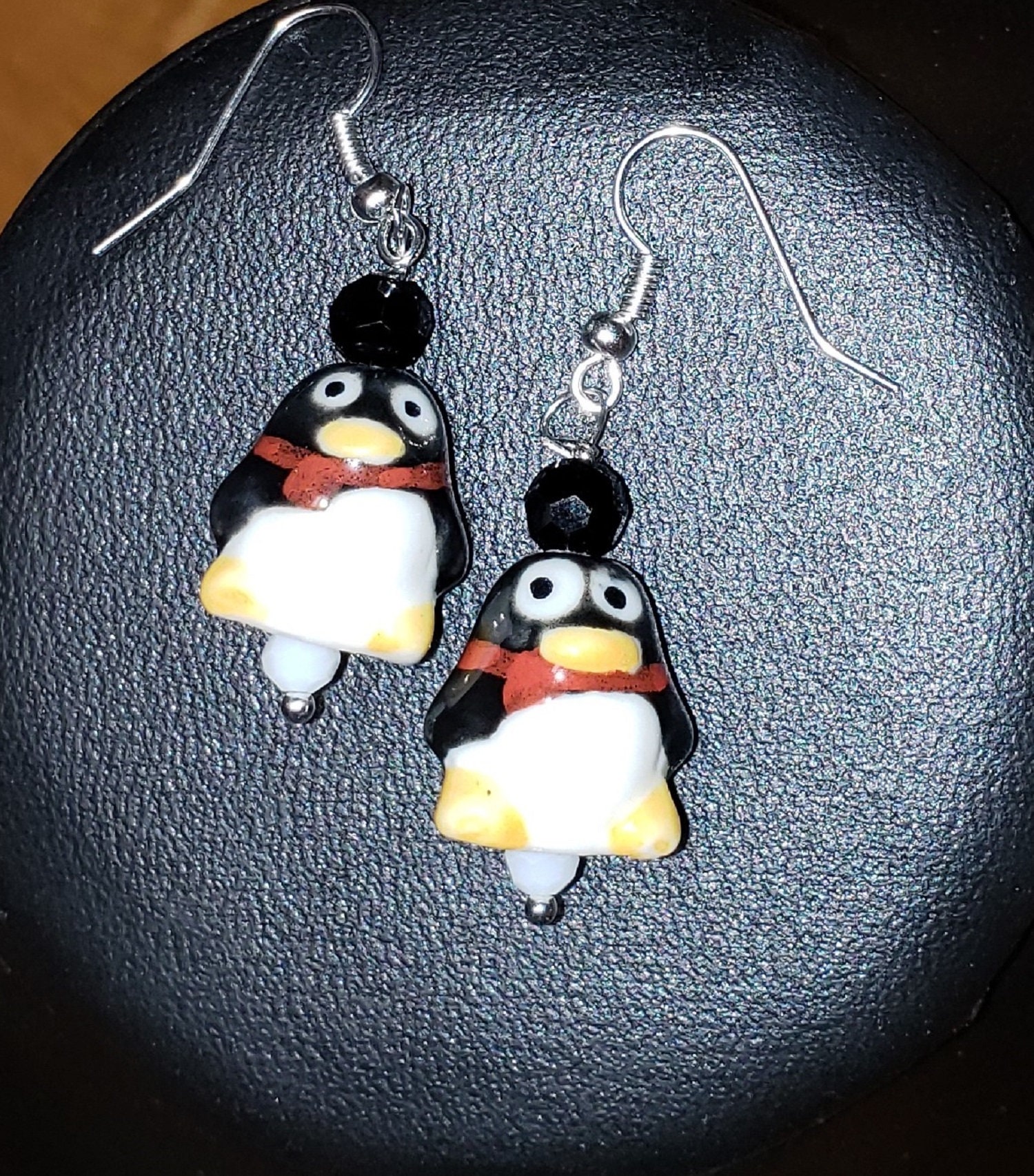Glass Penguin Drop Earrings / Drop Earrings / Handmade Earrings ...