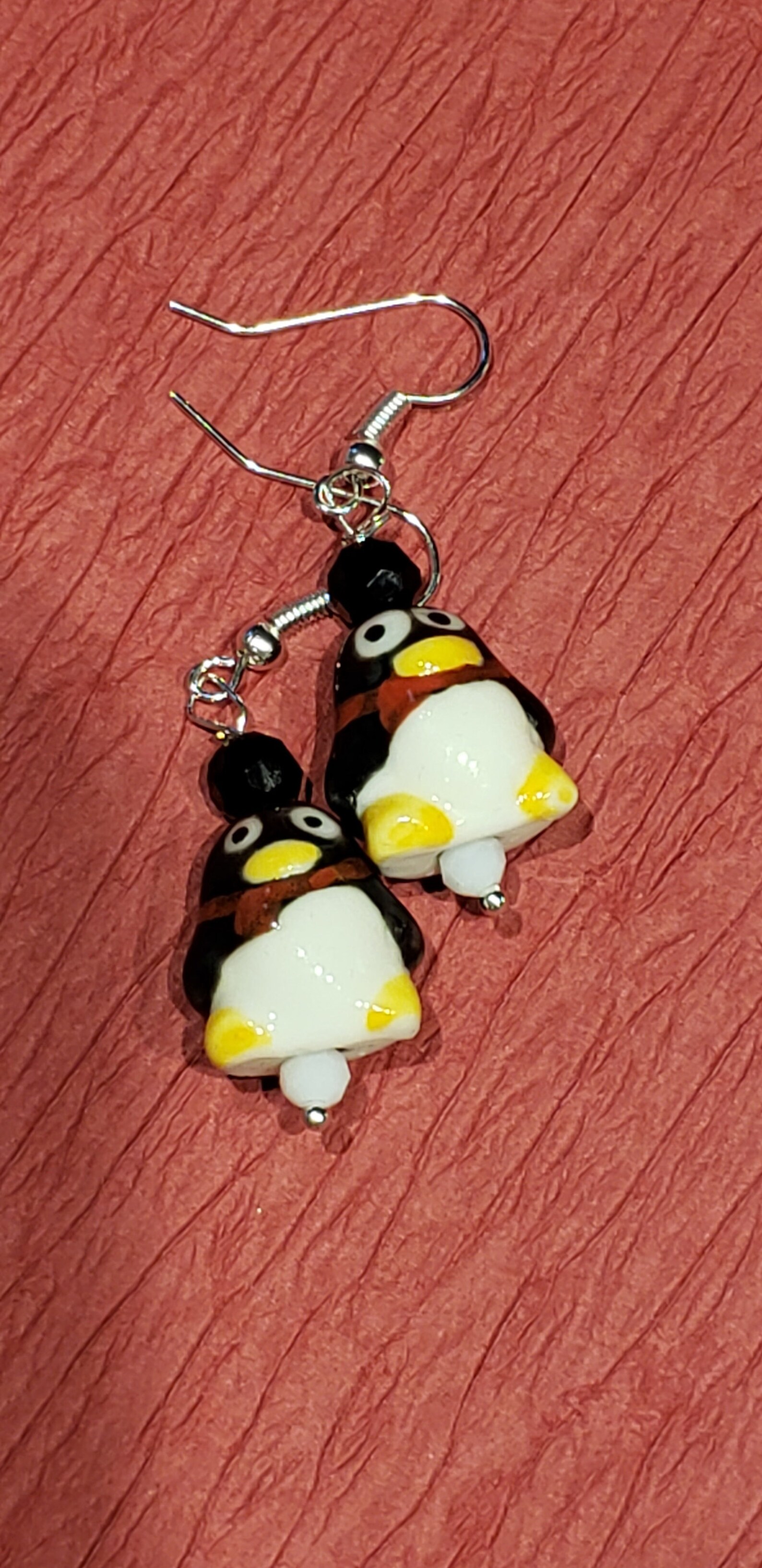 Glass Penguin Drop Earrings / Drop Earrings / Handmade Earrings ...