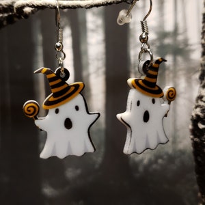 Acrylic Ghost Drop Earrings / Lightweight Earrings / Trick-or-treat ...