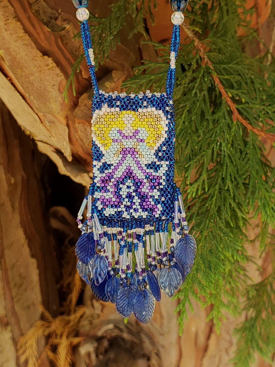 0408 Native American Brick Stitch Angle Amulet Bag / Native - Etsy