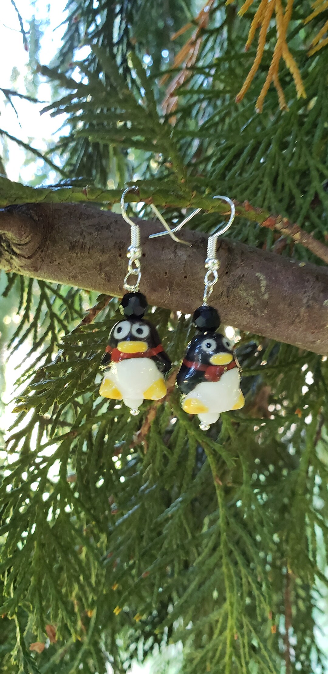 Glass Penguin Drop Earrings / Drop Earrings / Handmade Earrings ...