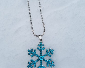 Blue Snowflake Necklace - Etsy