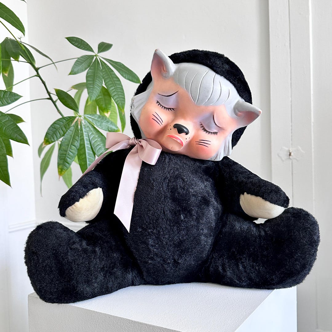 Cutest JUMBO Vintage 1950s Knickerbocker Pouting Sad Black Kitty Cat ...