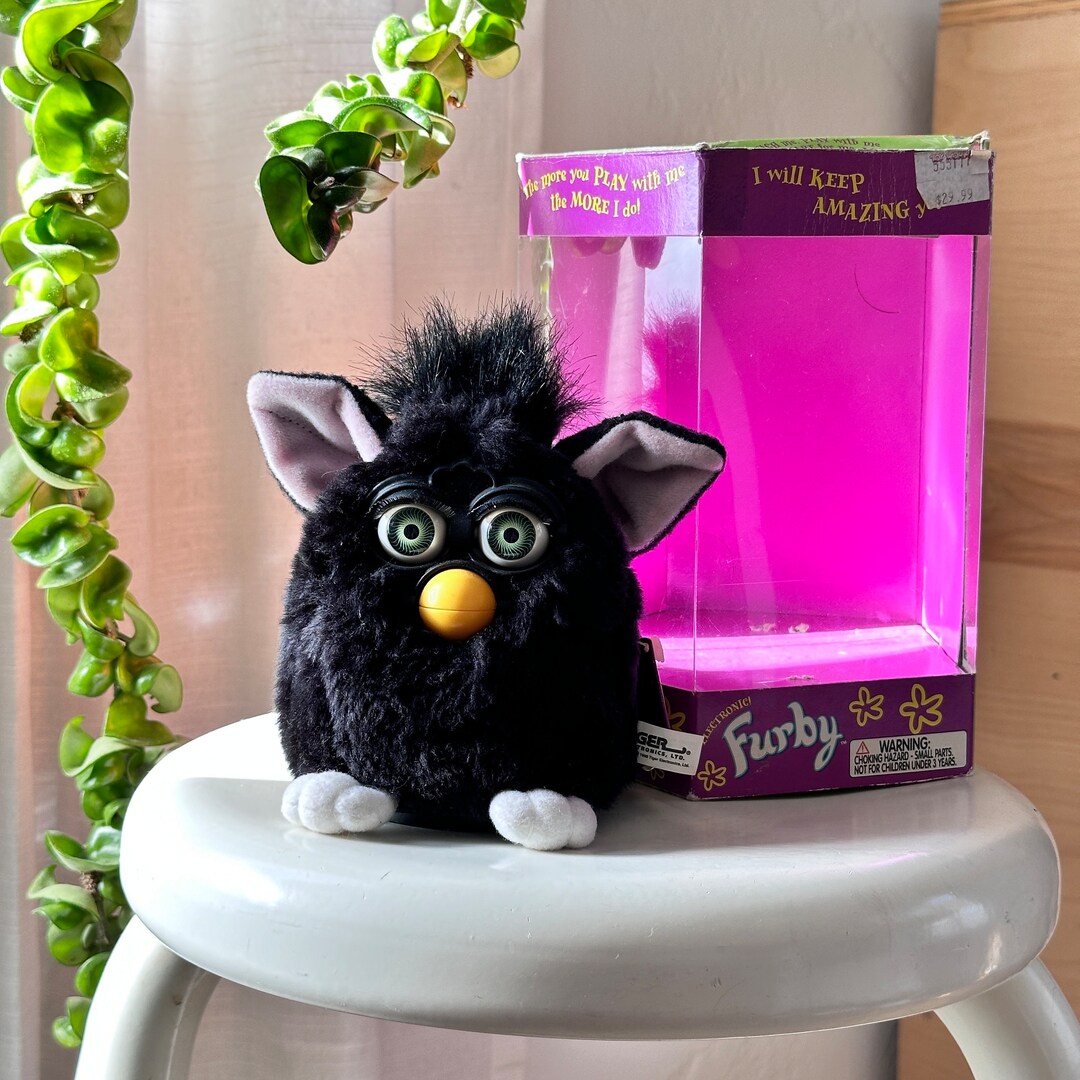 Vintage 1998 Furby Black Pink Ears W/ Tag and Box 70-800 Tiger ...