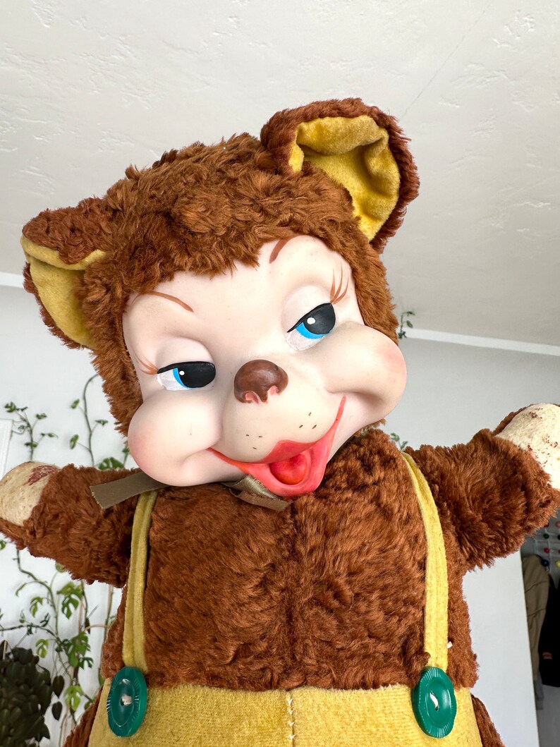 Vintage Standing Happy Brown Bear Rushton Star Creation Rubber Face ...