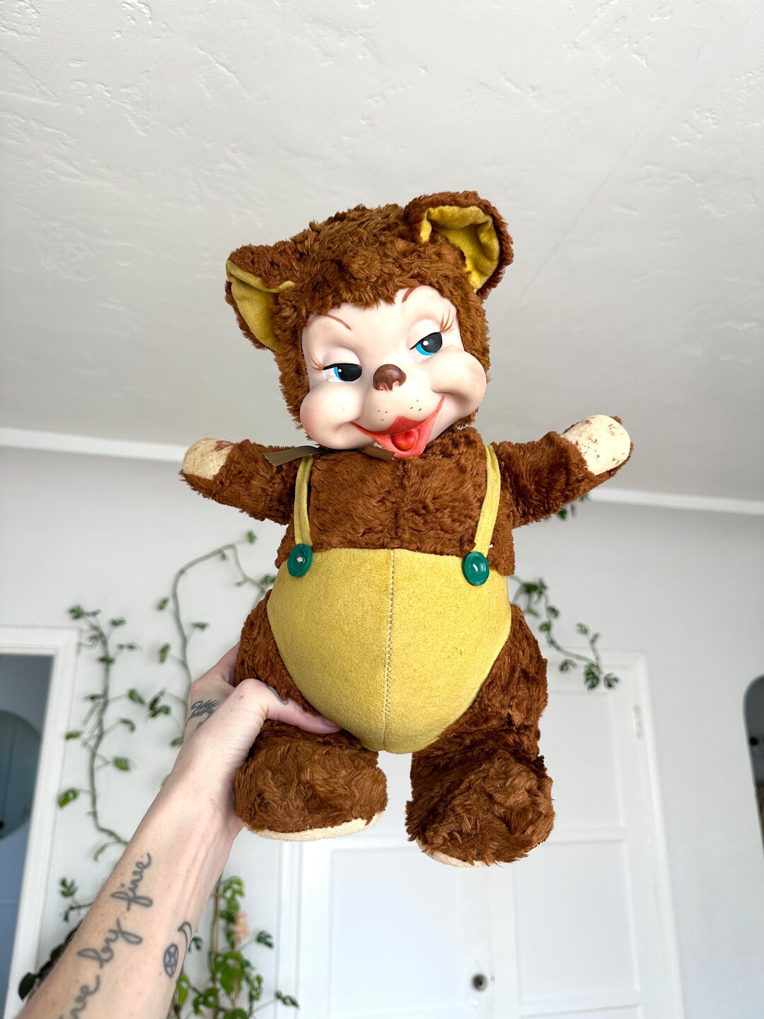 Vintage Standing Happy Brown Bear Rushton Star Creation Rubber Face ...