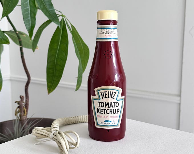 Vintage 1980s Heinz Ketchup Bottle Landline Push Button Phone W/ Coil ...