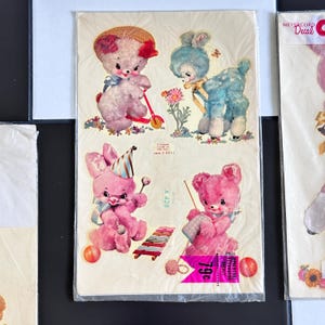 NOS Lot Vintage 1950s Meyercord Cuties Large Flocked Feel Appeal Wall ...