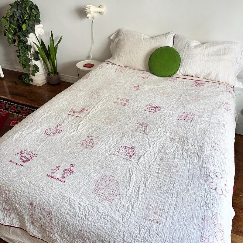 Redwork Quilt - Etsy