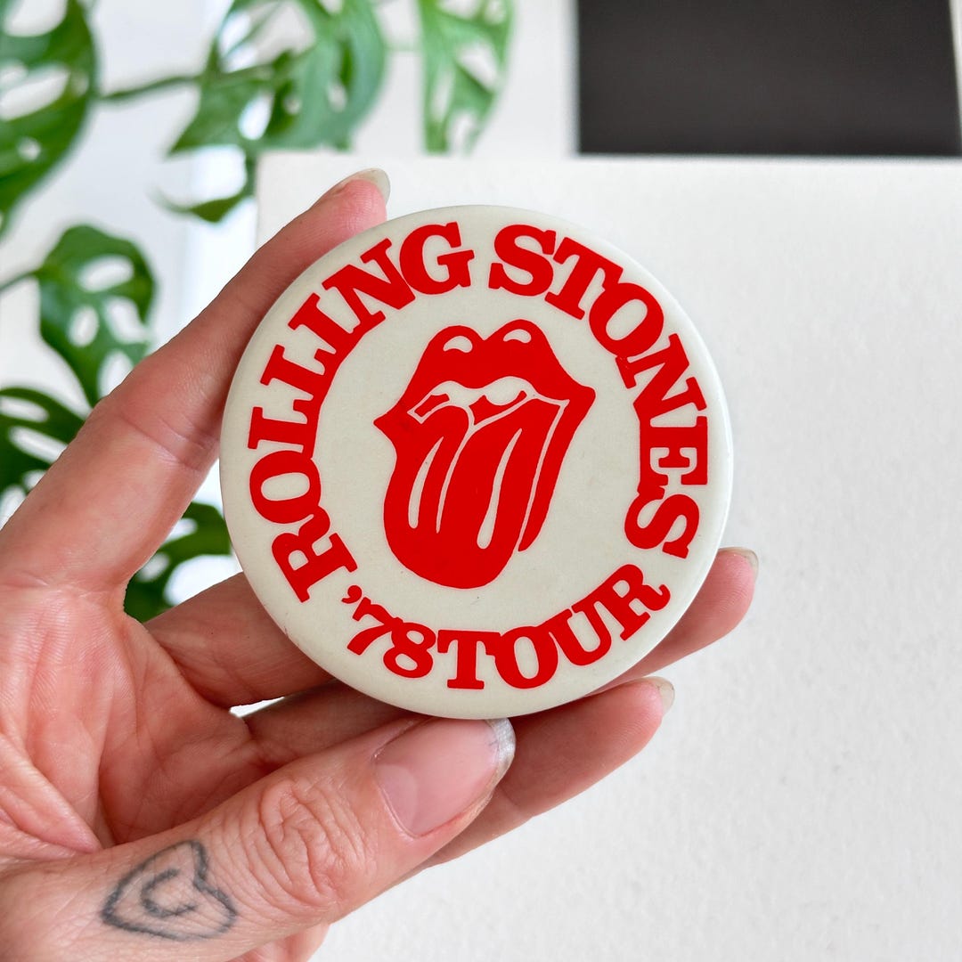 Vintage 1978 Rolling Stones Tour Hot Lips Pinback Button Pin 2.5" Rock ...