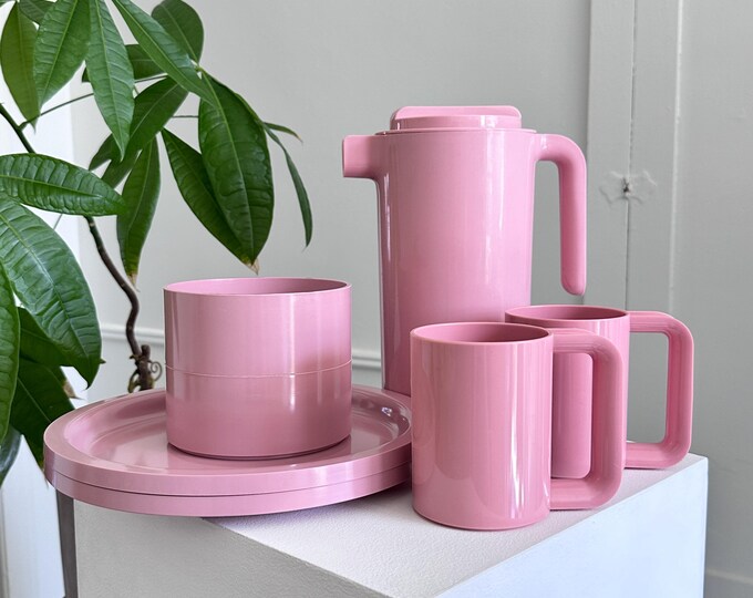 8pc Set Vintage 1970s Kasen Peter Pan Rose Pink Melamine Iced Tea Juice ...