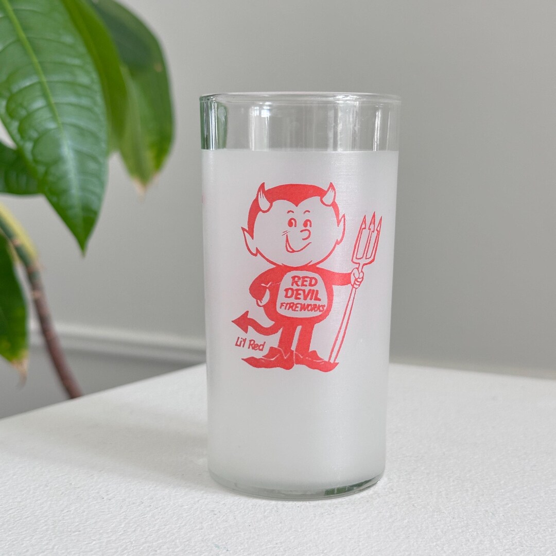RARE Vintage 1979 Red Devil Fireworks Mascot Advertising Glass Palm ...
