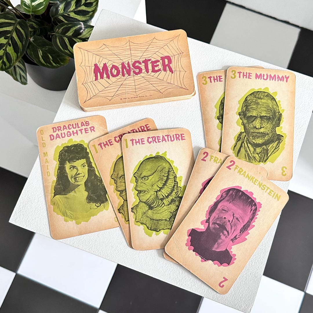 Complete Vintage 1964 Universal Monsters Old Maid Card Game Milton ...