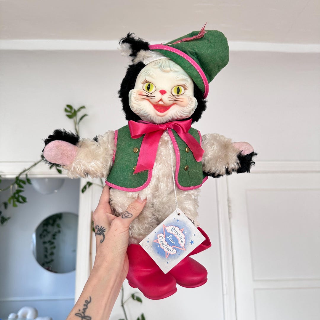 MINT vintage 1950s Rushton Star Creation Puss in Boots kitty cat rubber ...