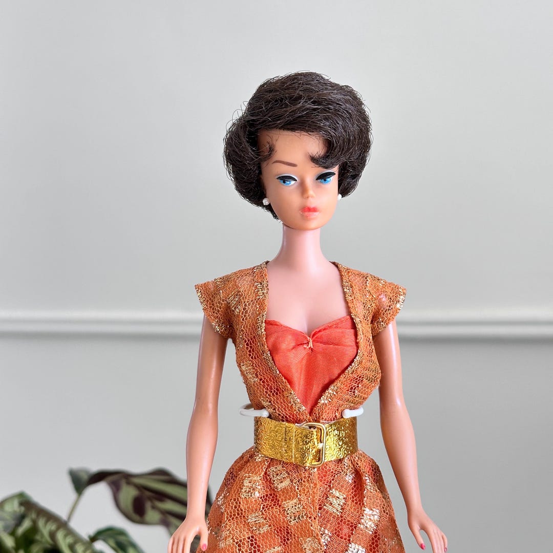 Vintage 1960s Brunette Side Part Bubble Cut Barbie Doll Original Dinner ...