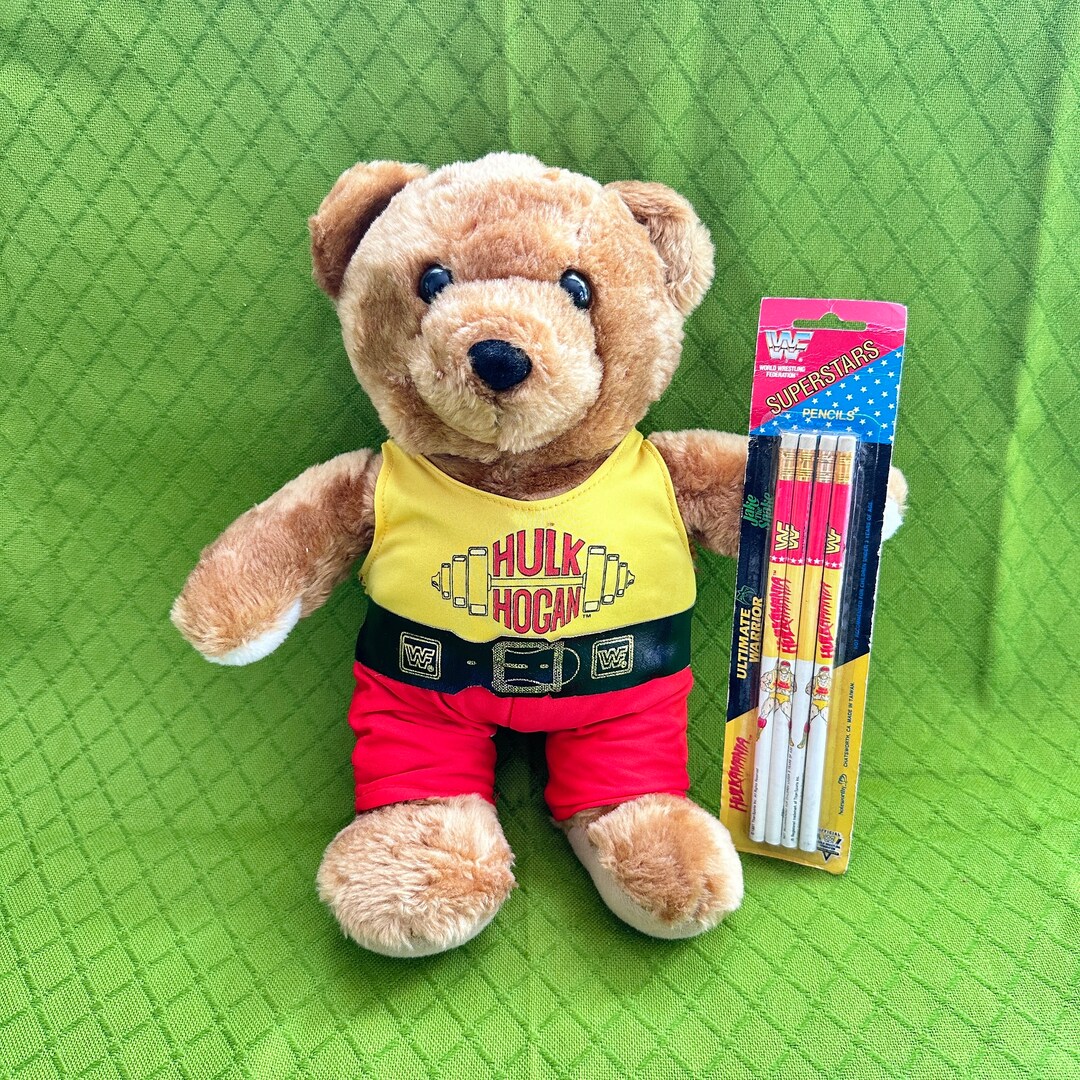 RARE 2x Lot Vintage 1991 Hulk Hogan Hulkamania WWF Wrestling Plush ...
