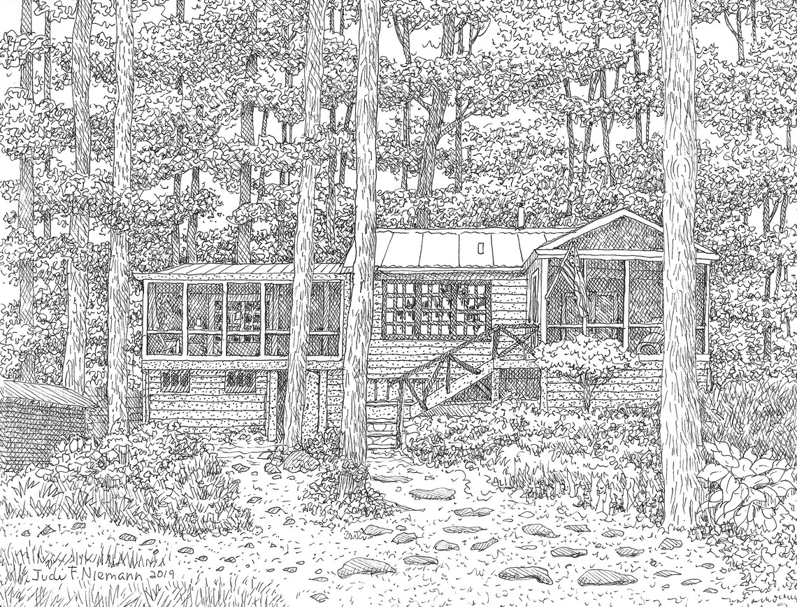 Architectural Rendering House Portrait Pen and Ink drawing of | Etsy