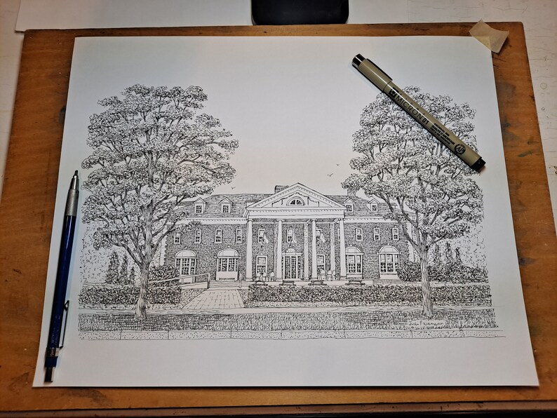 Colonial Club | Princeton University Eating Club | Pen and Ink | Fine ...