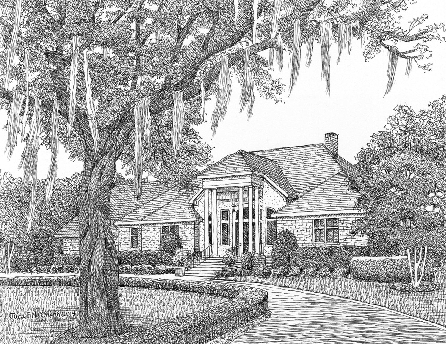 Architectural Rendering House Portrait From Photo Pen and Ink Drawing ...