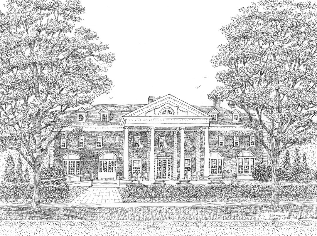 Colonial Club | Princeton University Eating Club | Pen and Ink | Fine ...