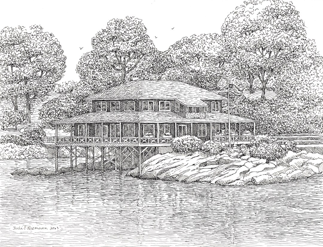 Custom Pen and Ink | House Portrait | Detailed Home Drawing Commission ...