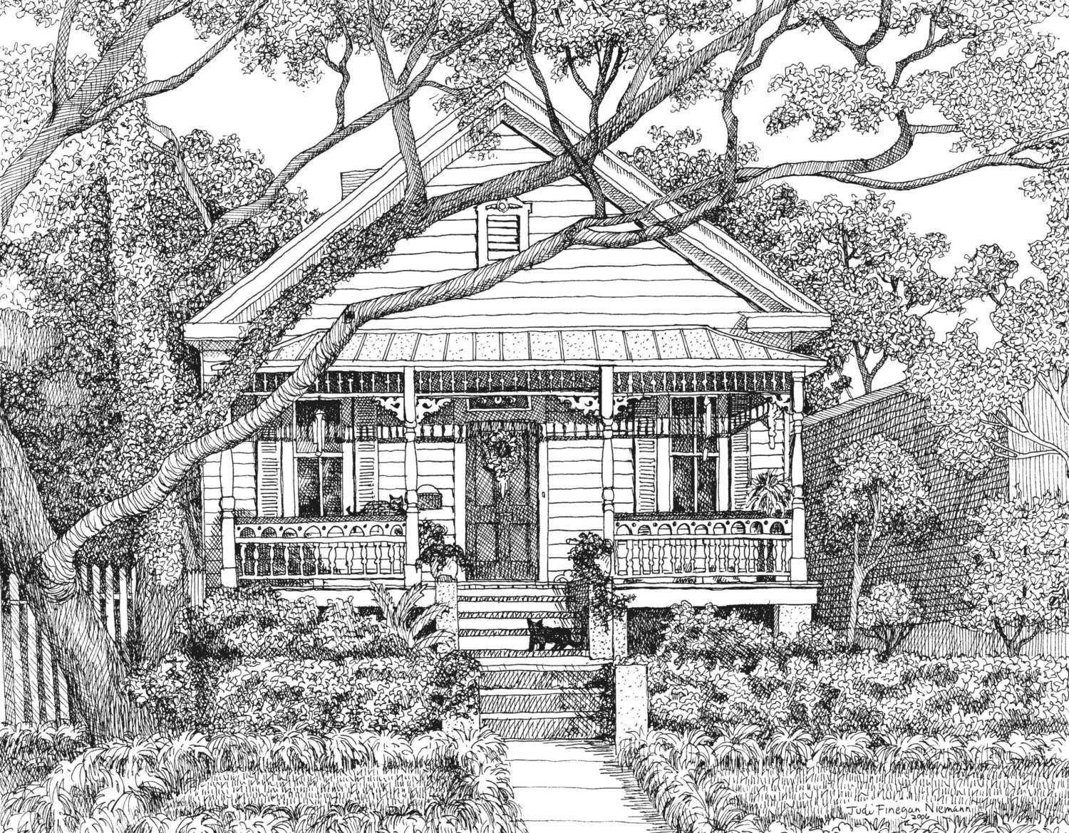Architectural Rendering House Portrait From Photo Pen and Ink Drawing ...