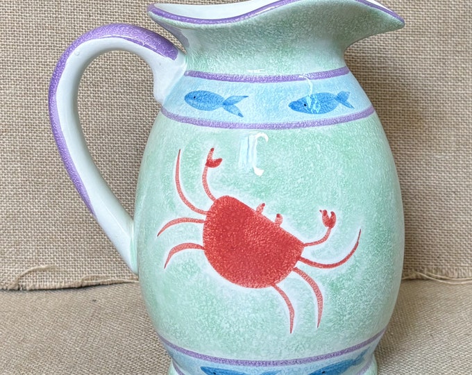 Vintage Enesco Crab Fish Pitcher Vase Sea Life Tropical Whimsical ...