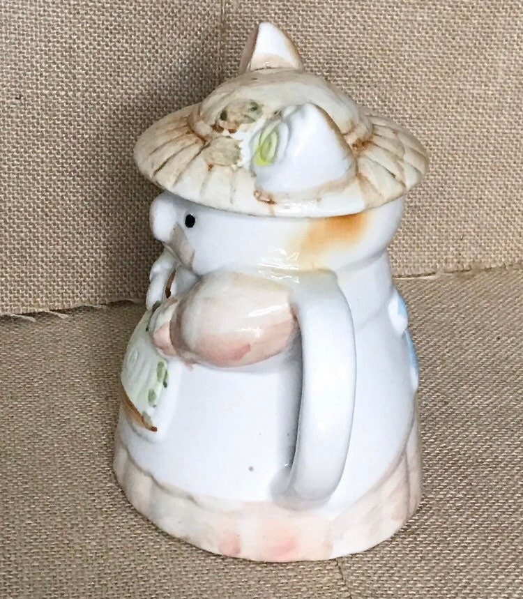 Vintage Anthropomorphic Country Cat Decorative Teapot Cottagecore ...