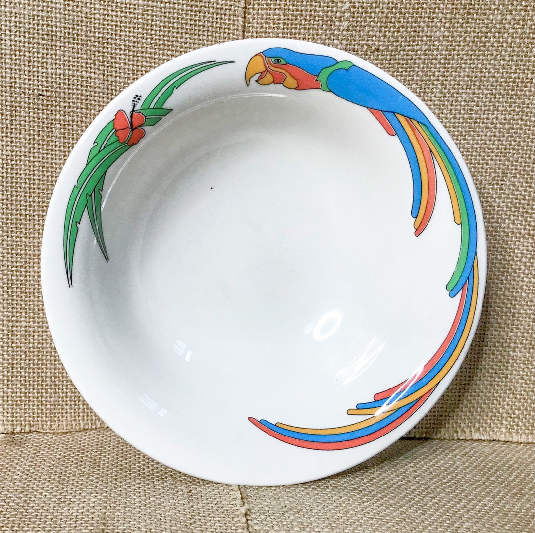 Syracuse China Syralite Parrot Cereal Soup Bowl Tropical Bird Whimsical ...