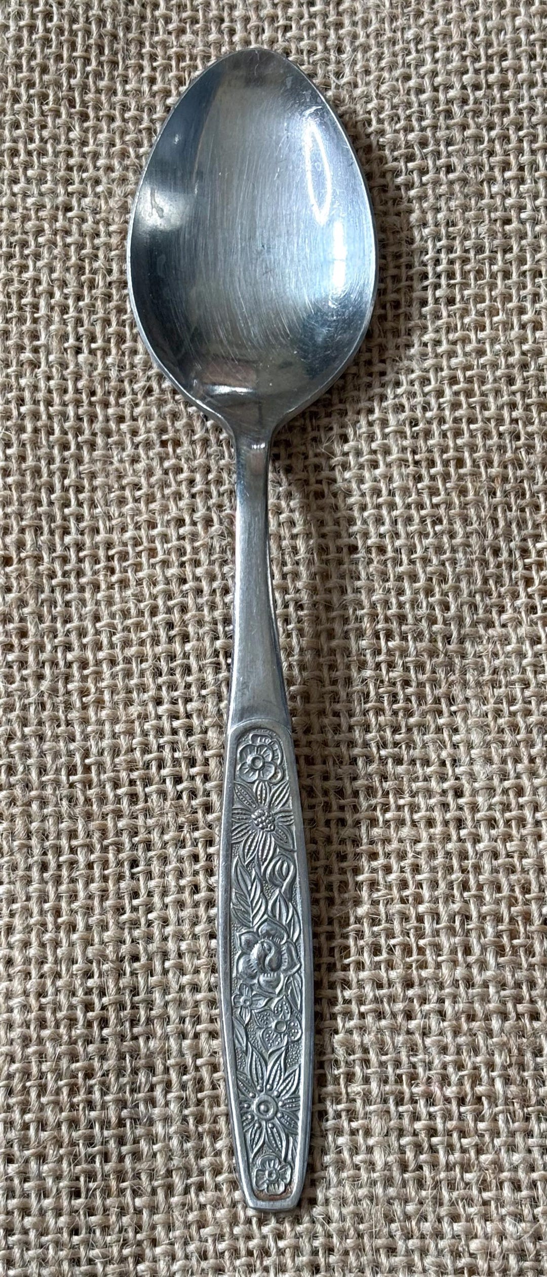 Vintage Orleans Silver Stainless Floral Spoon Teaspoon Flatware ...